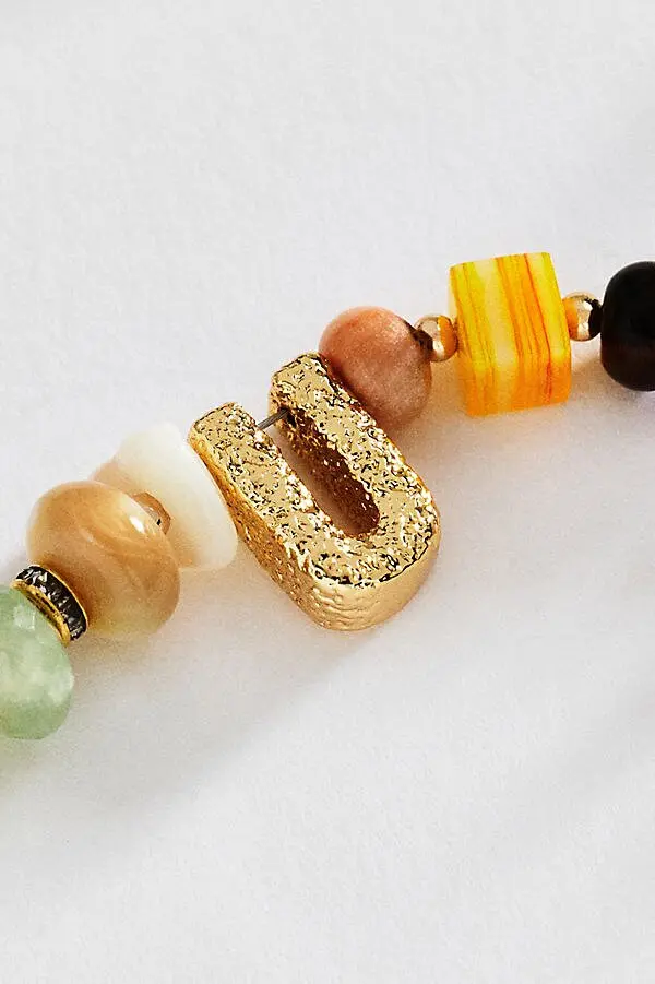 Anthropologie Chuky Mixed Bead Iitial Ecklace - U