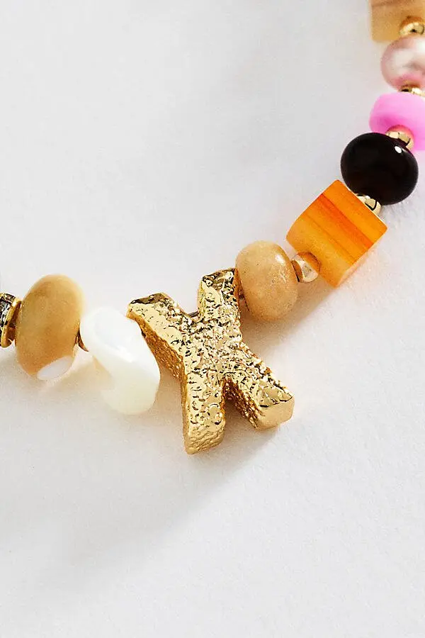 Anthropologie Chuky Mixed Bead Iitial Ecklace - X