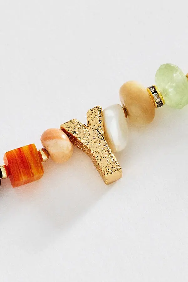 Anthropologie Chuky Mixed Bead Iitial Ecklace - Y