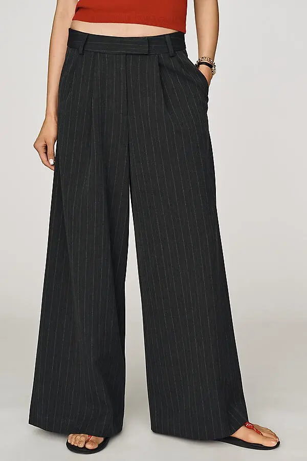WHITEROOM + CACTUS Pleated Pstripe Trousers Pants