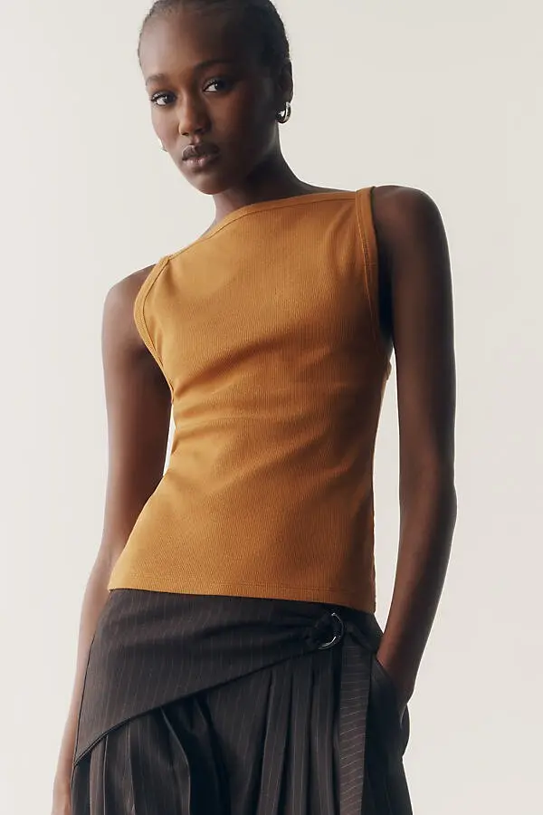 Maeve Boat-neck Tank Top - Rust