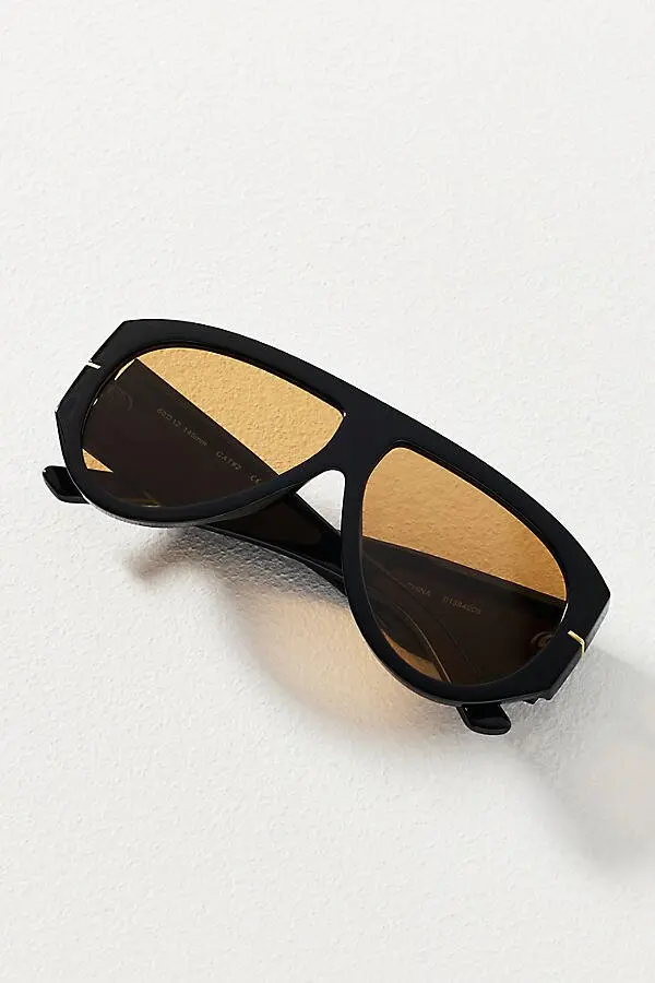 Anthropologie Wrapped Flat-top Aviator Sunglasses - Black