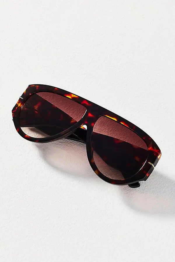 Anthropologie Wrapped Flat-top Aviator Sunglasses - Brown Tortoise