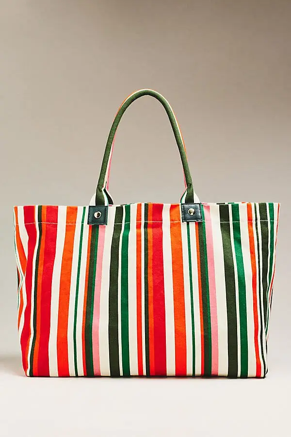 Anthropologie Slouchy Canvas Tote Bag - Stripe