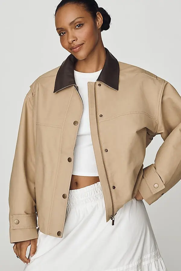 PILCRO 100% Cotton Cropped Utility Jacket
