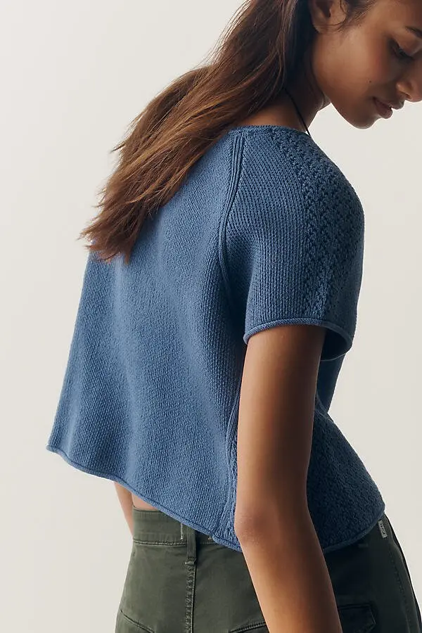 Anthropologie 100% Cotton Pointelle Knit Sweater