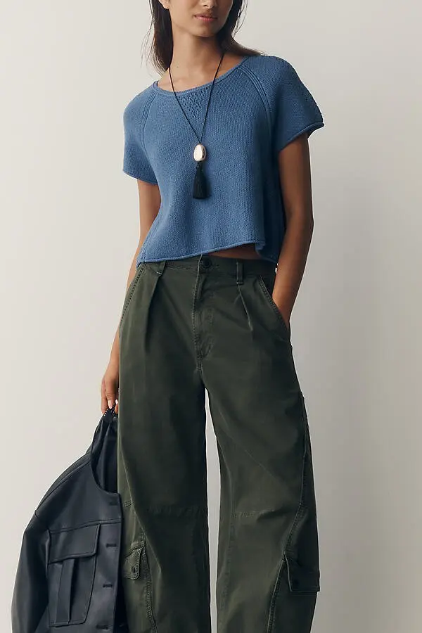 Anthropologie 100% Cotton Pointelle Knit Sweater