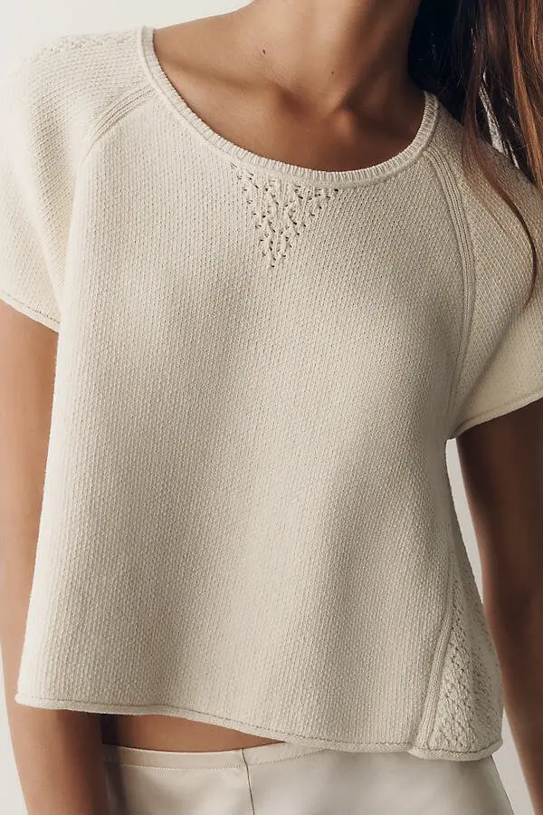 Anthropologie Cotton Potelle Sweater - Ivory