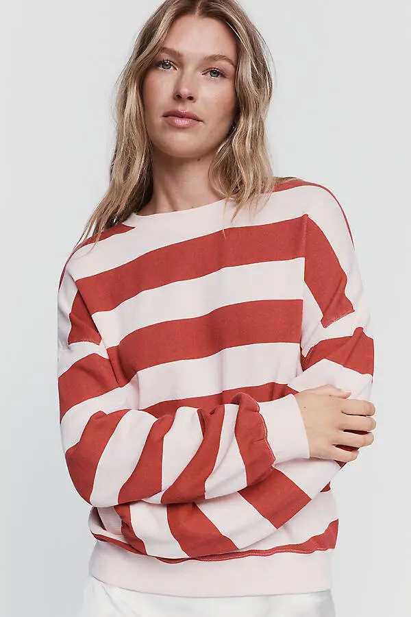 LETLUV Cotton Long Sleeve Top - Red Stripe
