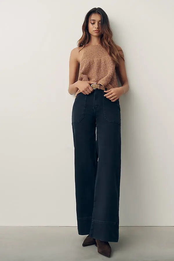 PILCRO Rylan Relaxed High-rise Flare Jeans - Black