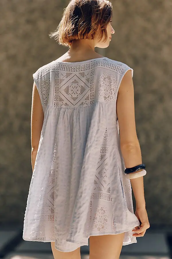 CELANDINE Lace Mini Dress - Ice Grey