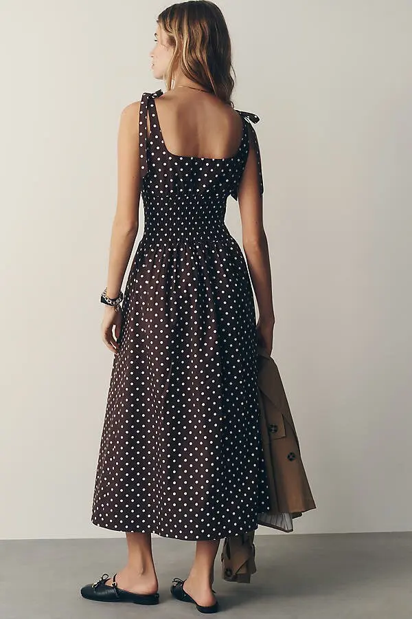 Maeve 100% Cotton Smocked Midi Dress