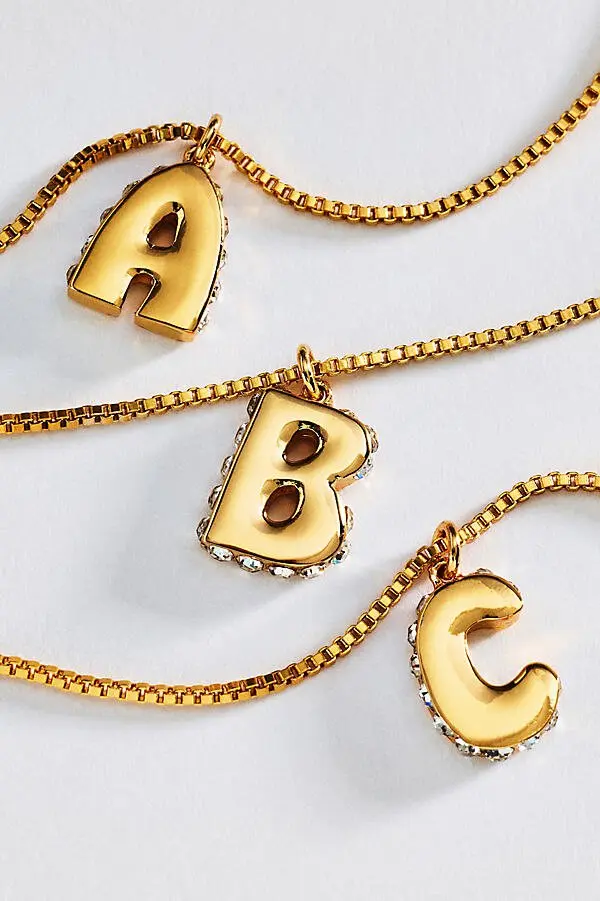 Anthropologie Crystal Initial Pendant Necklace - E