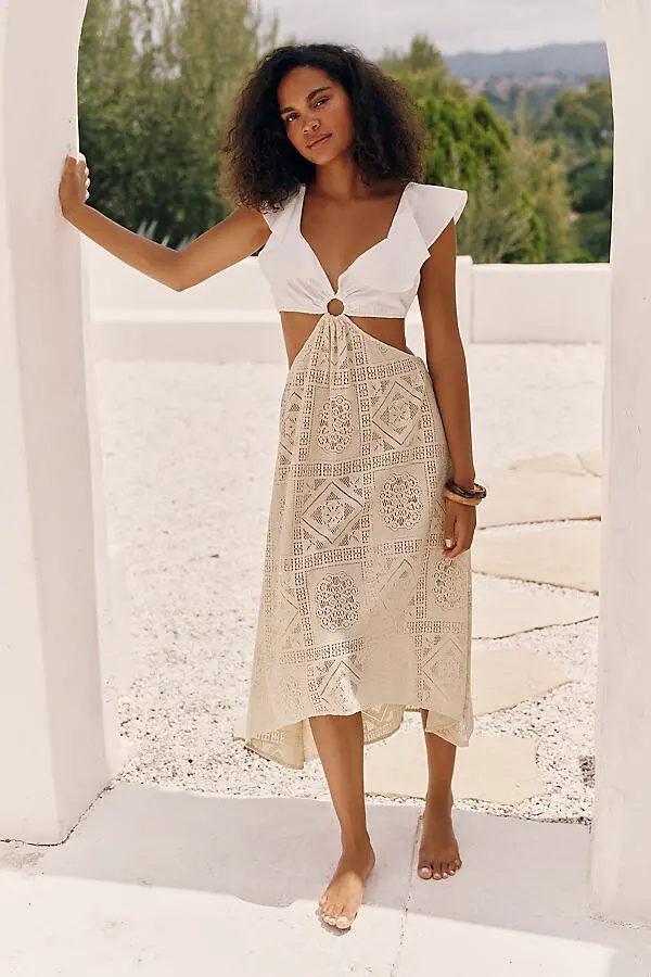 CELANDINE Cutout Apron Dress