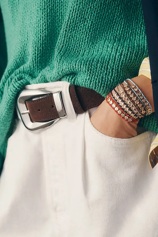 Anthropologie Crystal Corded Bracelet - Chocolate