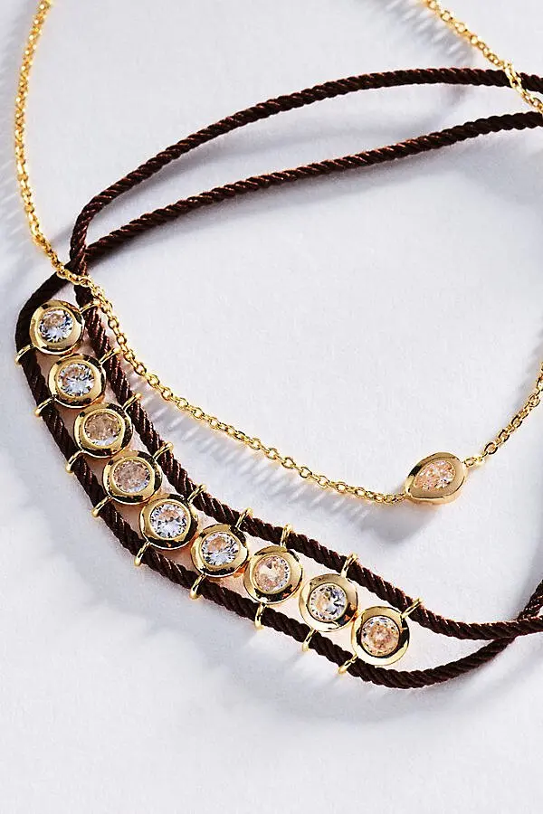 Anthropologie Crystal Corded Bracelet - Chocolate