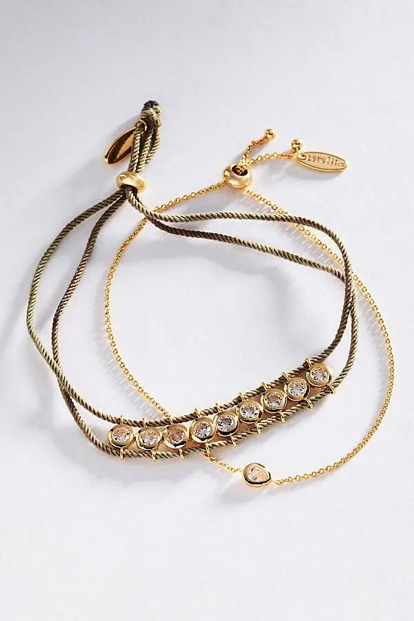 Anthropologie Crystal Corded Bracelet - Green