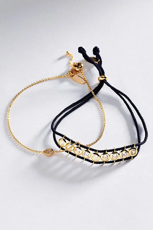 Anthropologie Crystal Corded Bracelet - Navy