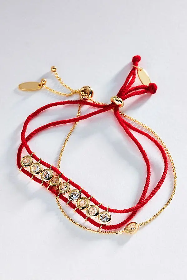 Anthropologie Crystal Corded Bracelet - Red