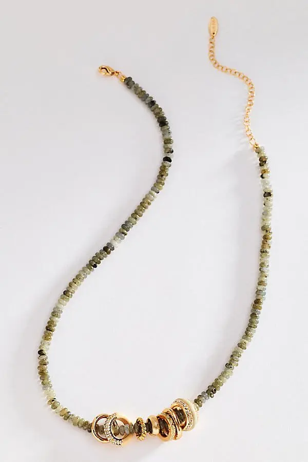 Anthropologie Lked Rg Beaded Necklace - Neutral