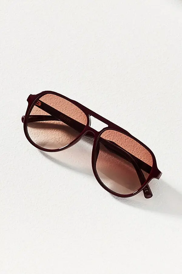 REALITY EYEWEAR Farrah Aviator Sunglasses - Brown/wine