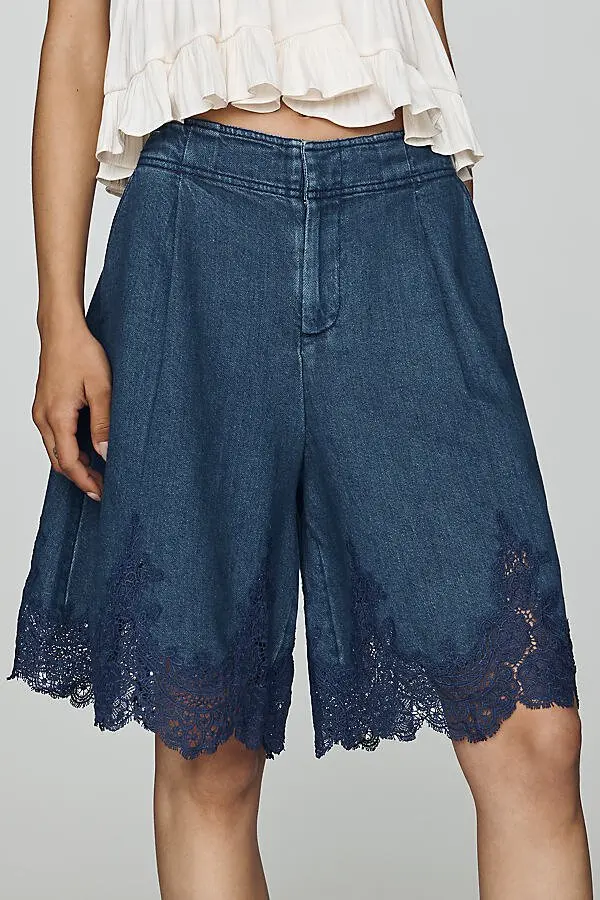 Anthropologie Long Lace Shorts