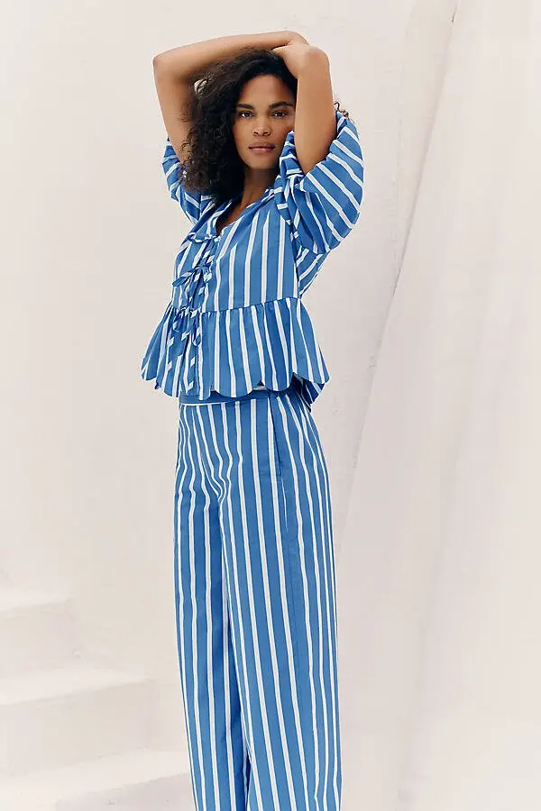 English Factory Striped Pants - Blue Stripe