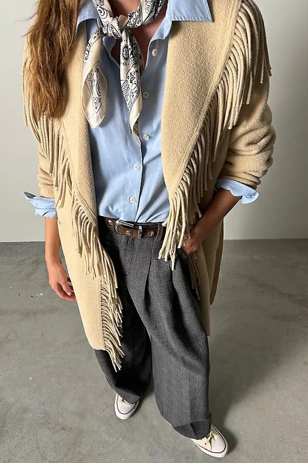 NVLT Eyelash Wrap Coatigan Sweater - Camel
