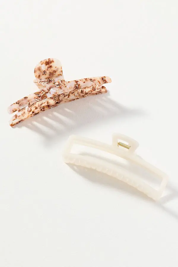 Anthropologie Set Of 2 Large Hair Claw Clips - Blonde