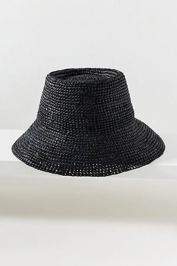 WYETH Tali Raffia Bucket Hat - Black