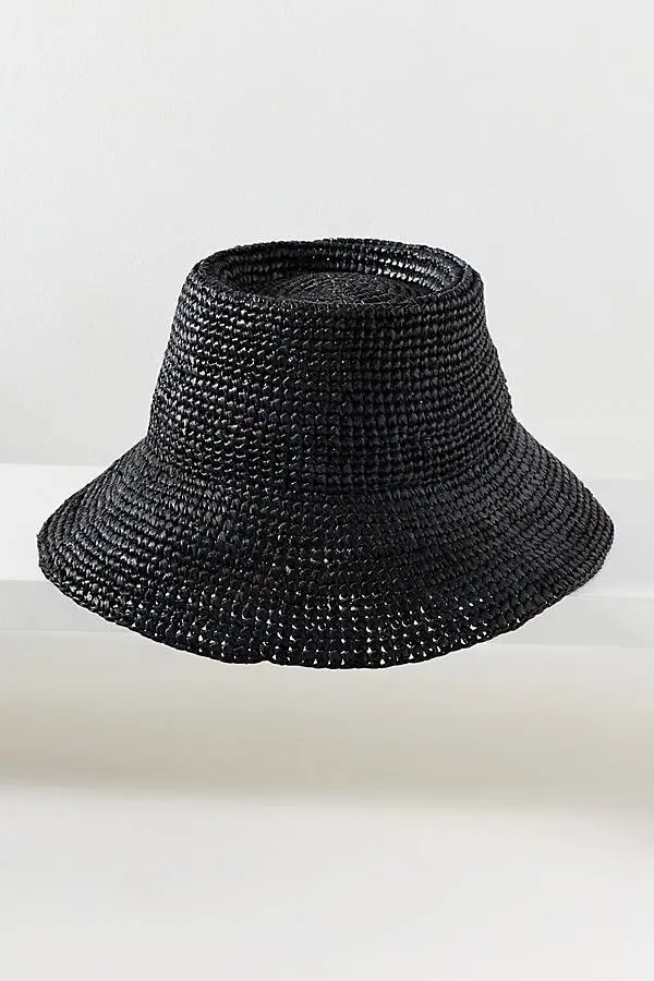 WYETH Tali Raffia Bucket Hat - Black