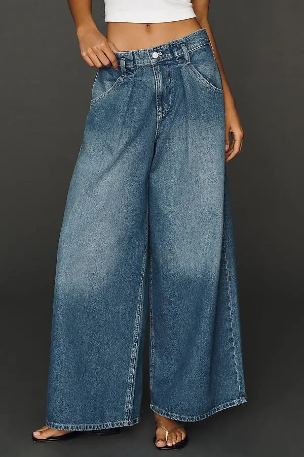 PILCRO Pleated High-rise Wide-leg Jeans