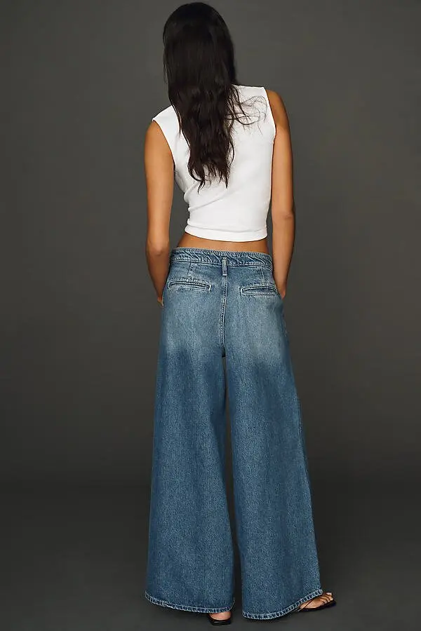 PILCRO Pleated High-rise Wide-leg Jeans