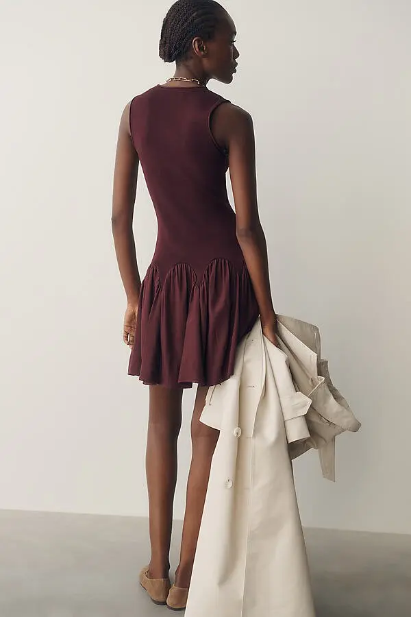 SIEMPRE Sleeveless Twofer Dress - Eggplant
