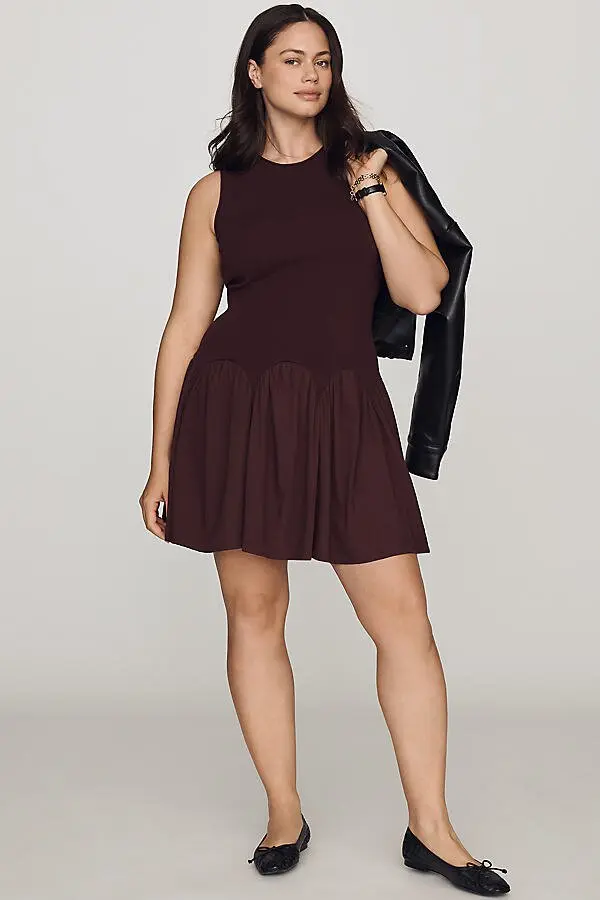 SIEMPRE Sleeveless Twofer Dress - Eggplant