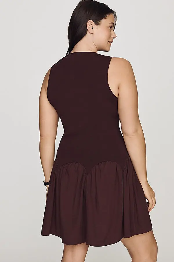 SIEMPRE Sleeveless Twofer Dress - Eggplant