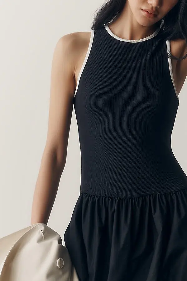 Maeve Twofer Piped Mi Dress