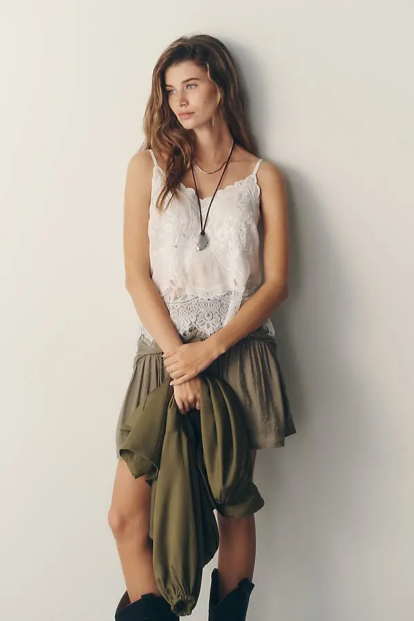 LYREBIRD Embellished Lace Tank Top - Coconut Milk