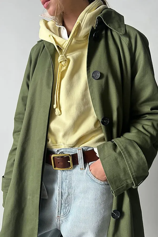 Avec Les Filles Long Trench Coat Jacket - Moss