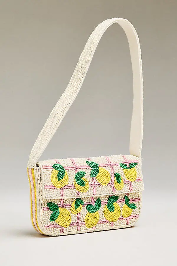 Anthropologie Fiona Beaded Bag: Food & Drk Edition - Lemon