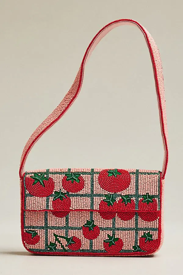 Anthropologie Fiona Beaded Bag: Food & Drk Edition - Tomato