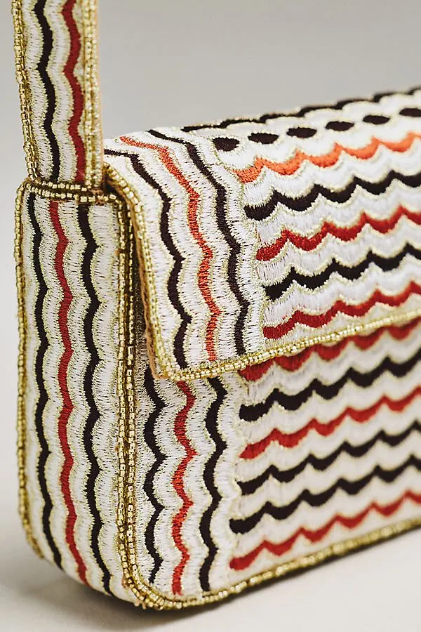 Anthropologie Fiona Beaded Bag: Geometric Edition - Neutral Textile