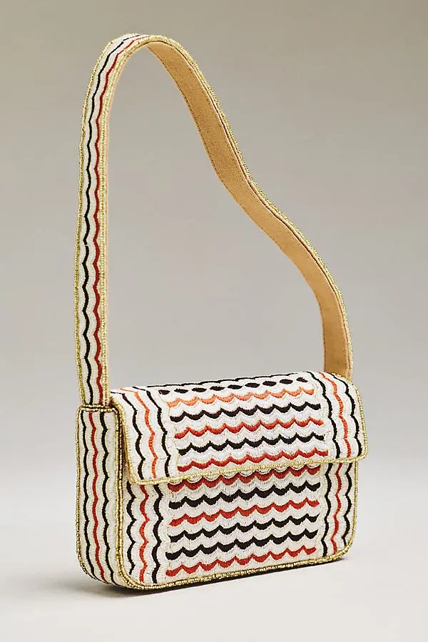 Anthropologie Fiona Beaded Bag - Neutral Textile