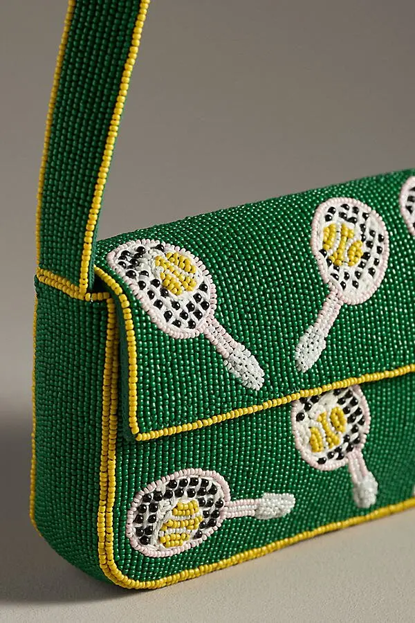 Anthropologie Fiona Beaded Shoulder Bag - Tennis