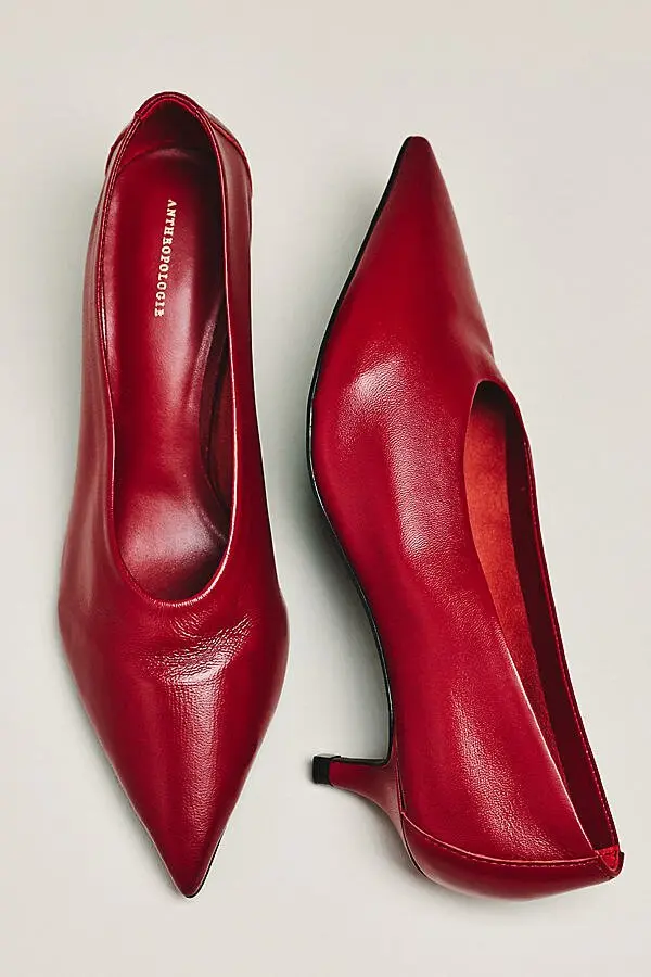 Anthropologie Pointed-toe Pumps - Red