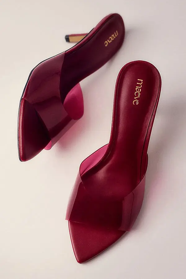Maeve Pvc Poted-toe Mule Heels - Red