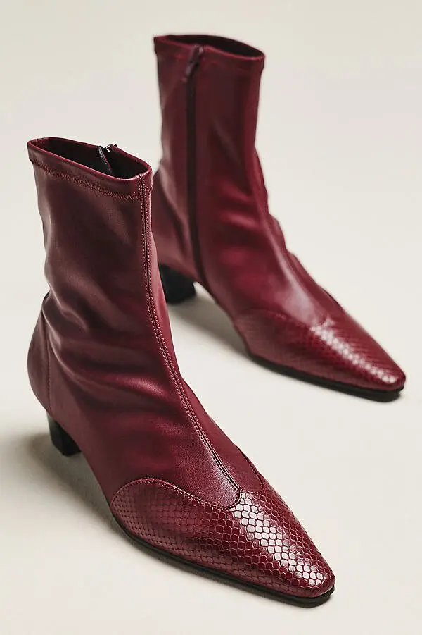 Maeve Cap-toe Stretch Ankle Boots - Red
