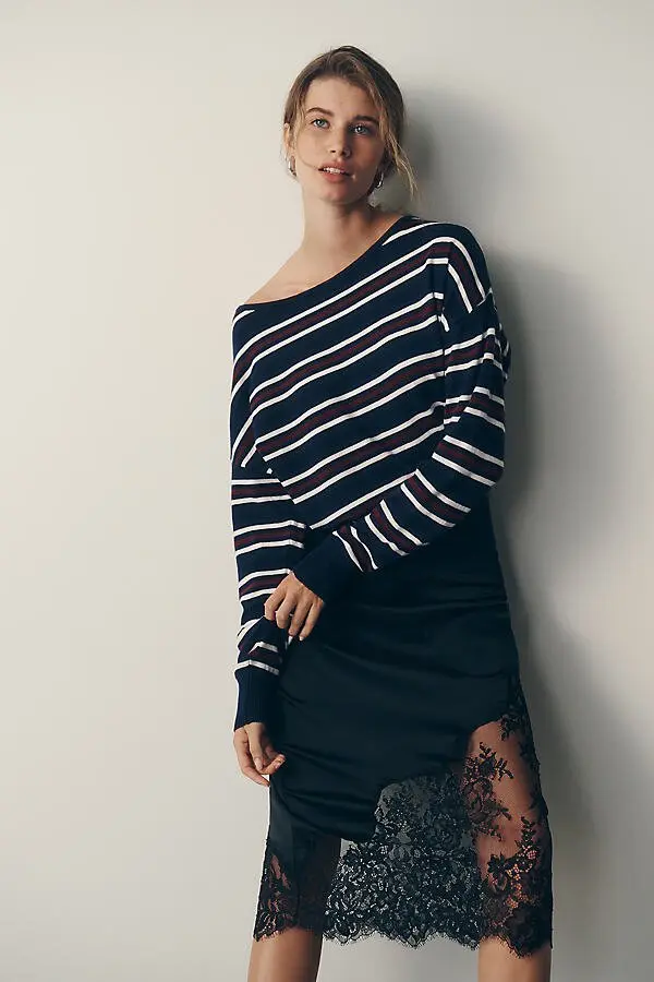 PILCRO Striped Boat-neck Sweater