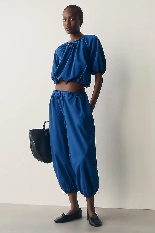 Daily Practice Cropped Bubble Pants - Blue