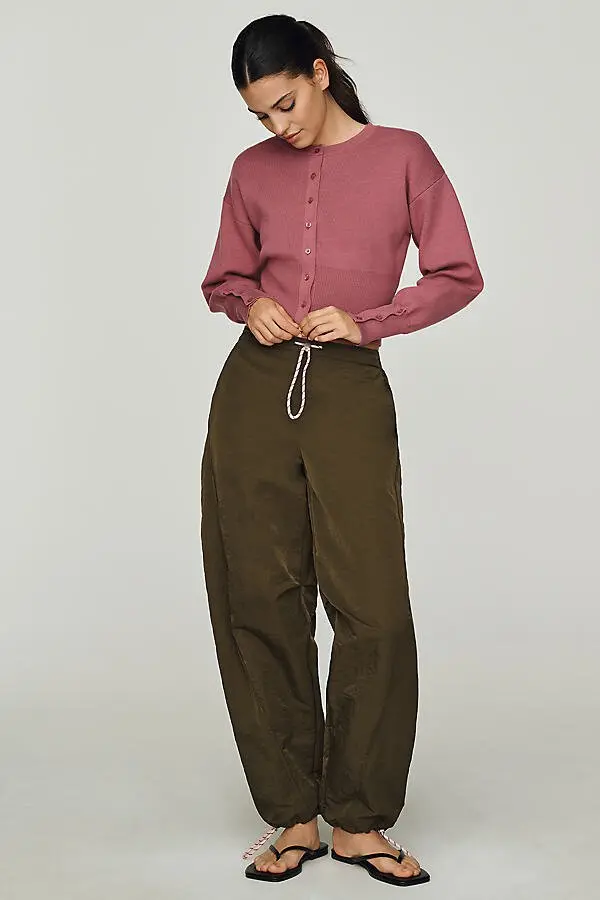 Daily Practice Everyday Crew-neck Cardigan - Red Violet